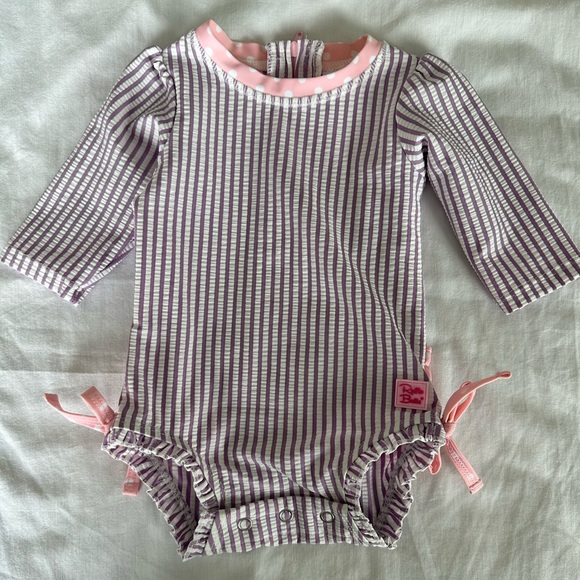 Ruffle Butts | Swim | Nwot Ruffle Butts Lilac Seersucker Long Sleeve One Piece Rash Guard | Poshmark